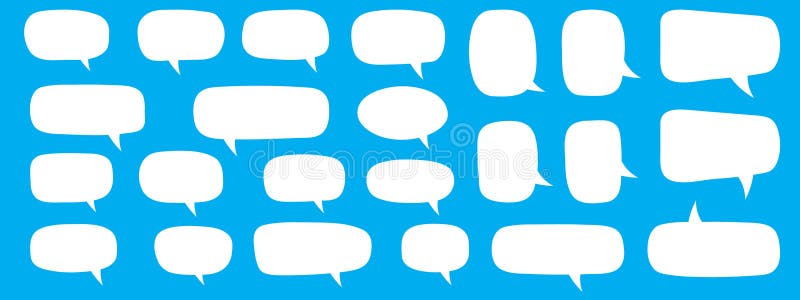 Set of Hand Drawn Speech Bubbles. Speak Bubble Text, Cartoon Chatting ...