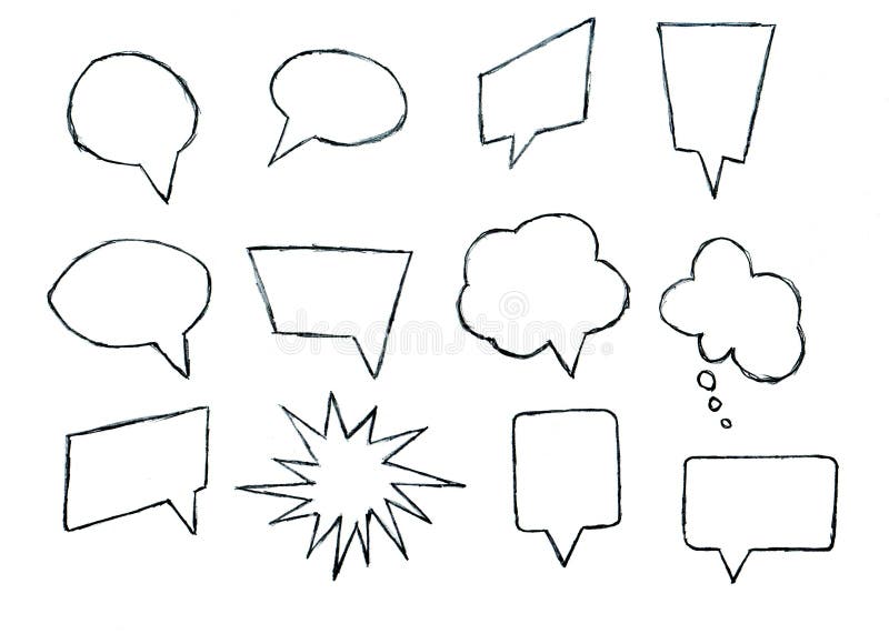 Set of Hand Drawn Speech Bubbles for Text and Chats Stock Illustration ...