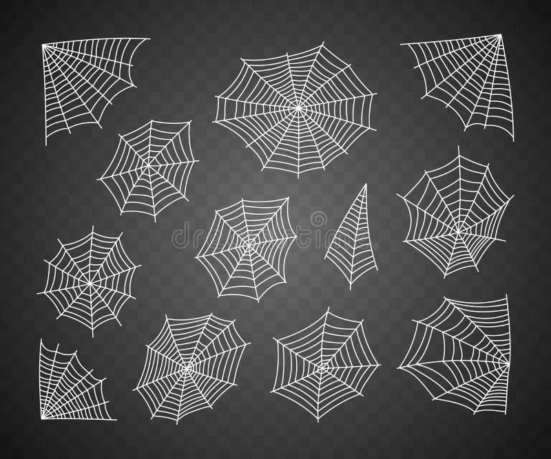 Set of Hand-drawn Spiderweb for Halloween. Spooky Halloween Cobwebs ...