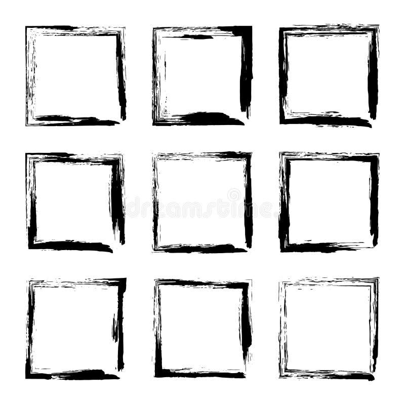 Set Hand Drawn Rectangle Frame. Stock Vector - Illustration of blank ...