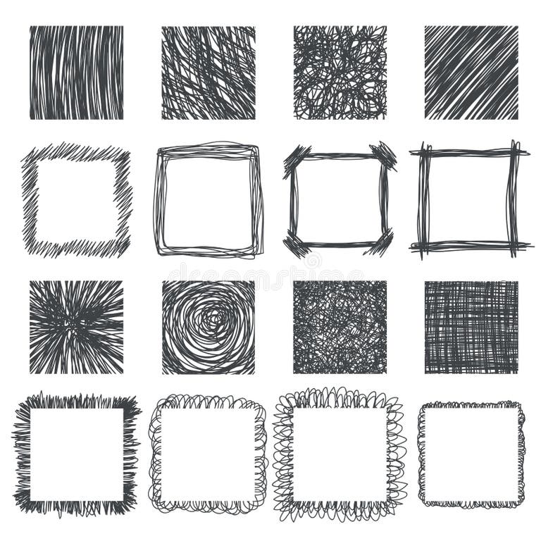 Set of Hand Drawn Squares. Vector Design Elements Stock Vector ...