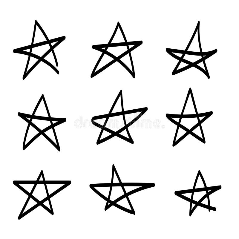 Set of Hand Drawn Stars. Doodle Stars Stock Vector - Illustration of ...