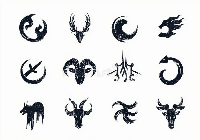 A Set of Hand-drawn Stars, Moderned in Black, from a Blank Sheet of ...