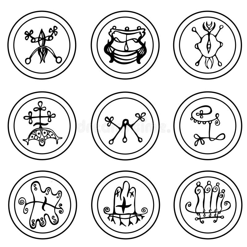 Set of Hand Drawn Stylized Magical Seals and Symbols Stock Vector ...
