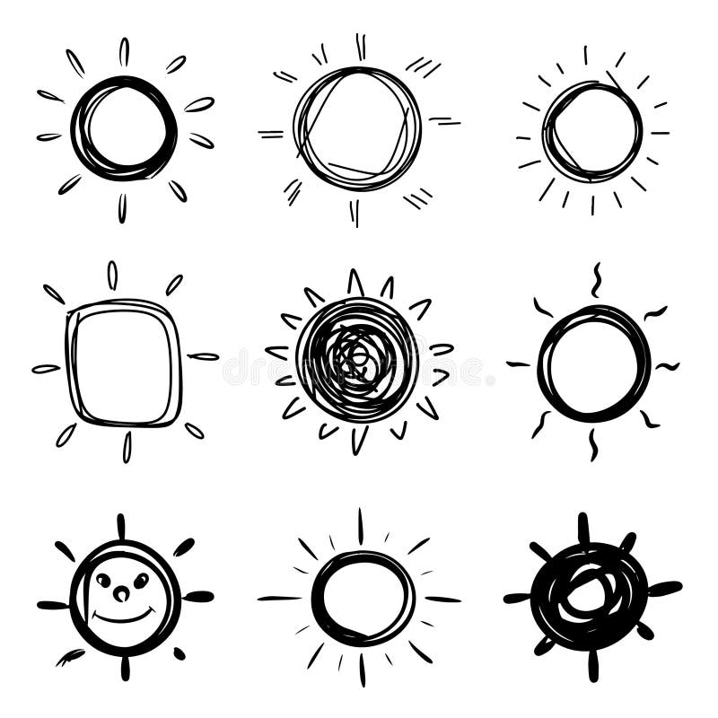 Set of Hand Drawn Sun Icons. Vector Illustration Stock Vector ... Set of Hand Drawn Sun Icons. Vector Illustration Stock Vector ...