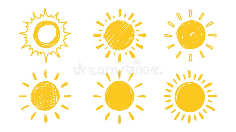 Set of Hand Drawn Sun stock vector. Illustration of collection - 319139019