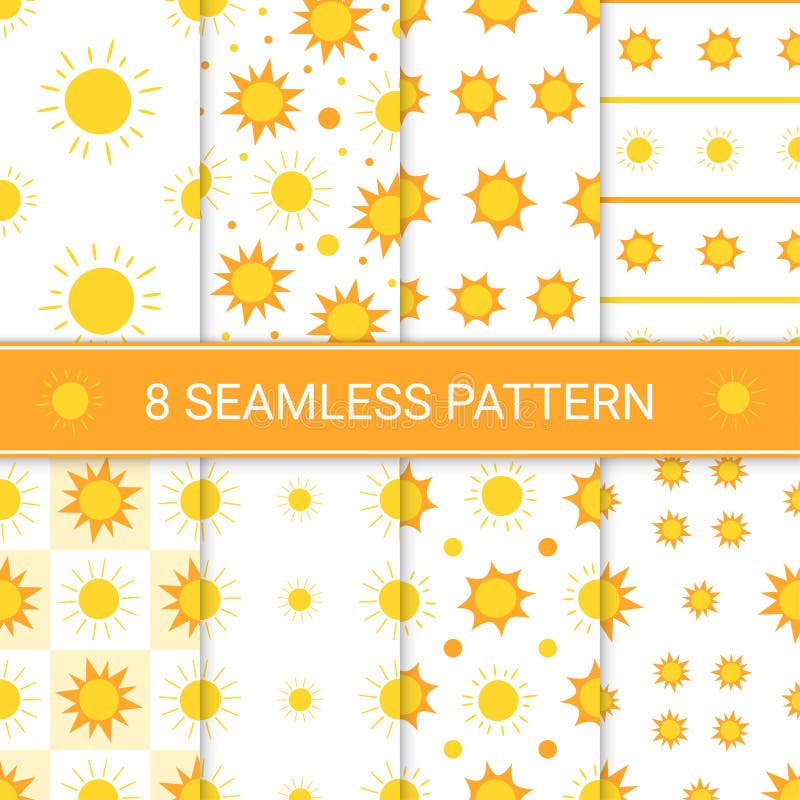 Set of Hand Drawn Suns Seamless Pattern Stock Vector - Illustration of ...
