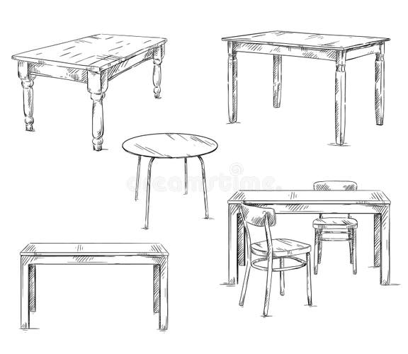 Set of Hand Drawn Tables, Vector Illustration Stock Vector ...