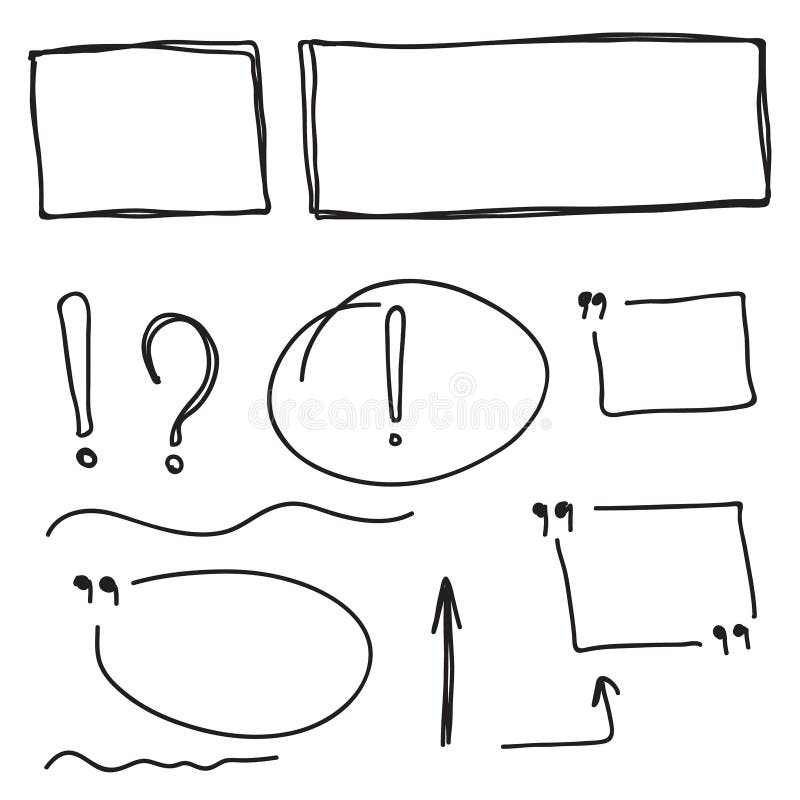 Set hand drawn text box. stock vector. Illustration of blank - 189061766