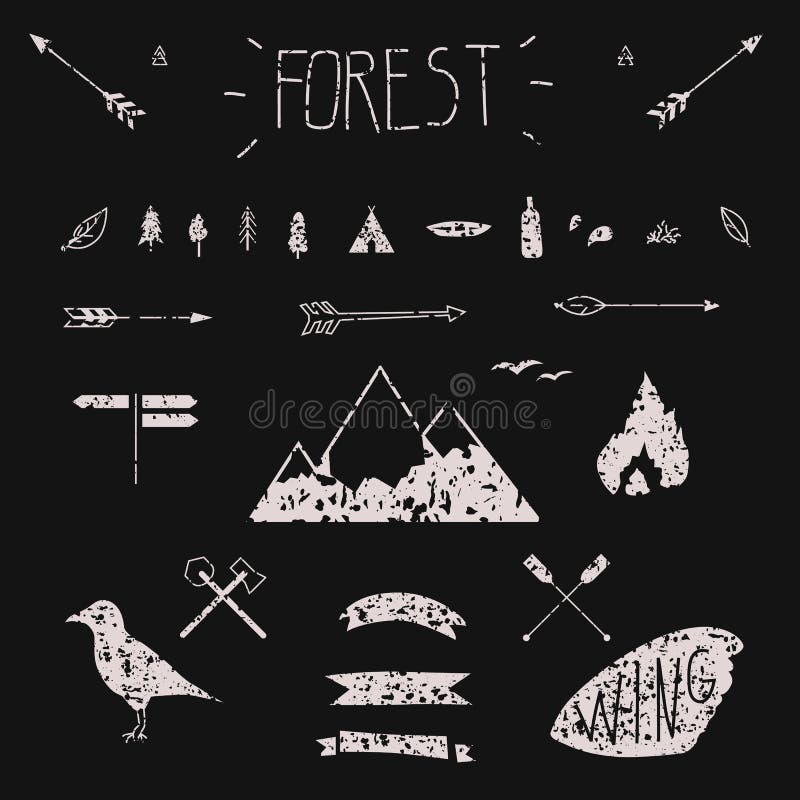 Set of Hand Drawn Tribal Design Elements. Hike Stock Vector ...