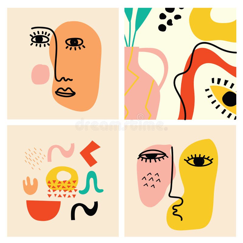 Set of ten faces,vector stock vector. Illustration of black - 22009569