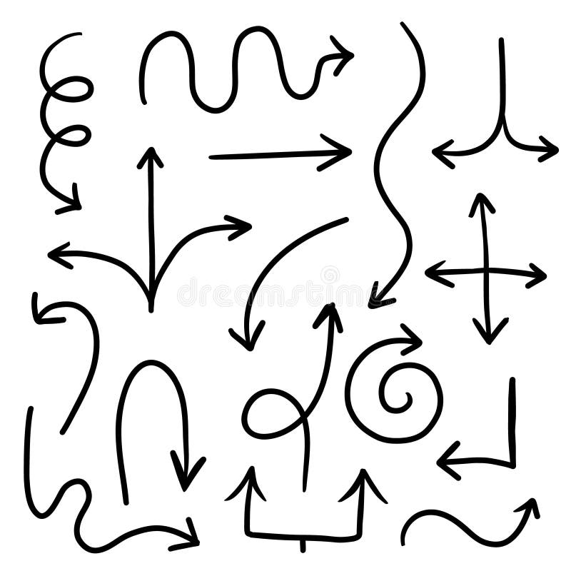 Set of Hand Drawn Vector Arrows. Vector Illustration Stock Vector ...
