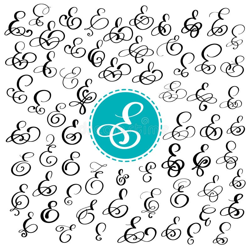 Set of Hand Drawn Vector Calligraphy Letter M. Script Font. Isolated ...