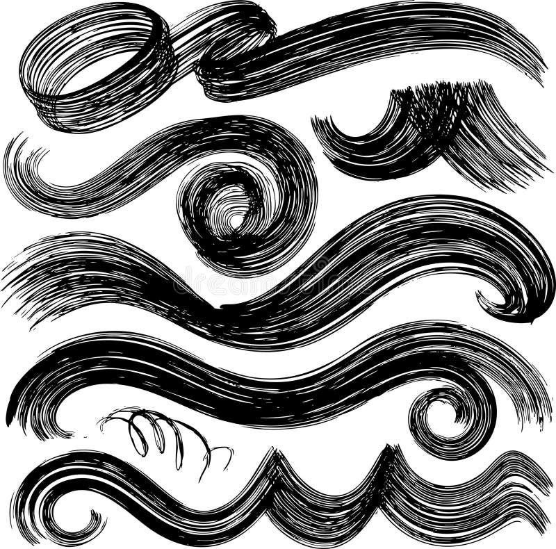 A Set of Hand-drawn Vector Grunge Swirls and Brush Strokes. Includes ...
