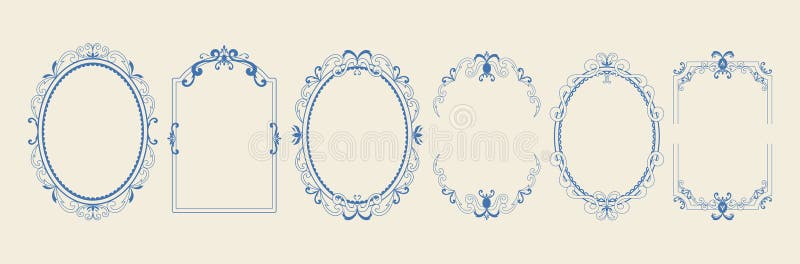 A Set of Hand-drawn Vintage Elegant Frame. Vector Illustration Stock ...