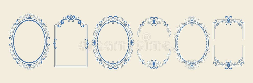 A Set of Hand-drawn Vintage Elegant Frame. Vector Illustration Stock ...