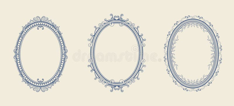 A Set of Hand-drawn Vintage Elegant Frame. Vector Illustration Stock ...