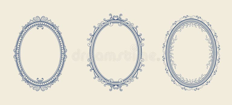 A Set of Hand-drawn Vintage Elegant Frame. Vector Illustration Stock ...