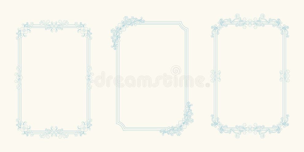 A Set of Hand-drawn Vintage Elegant Frame. Vector Illustration Stock ...