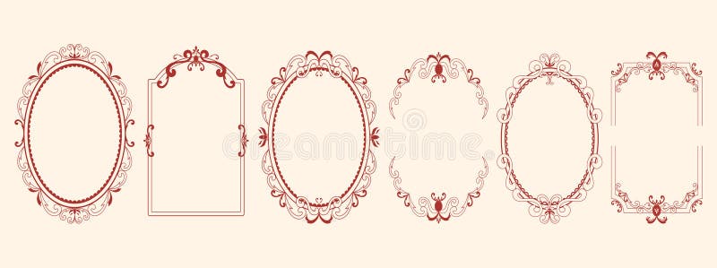 A Set of Hand-drawn Vintage Elegant Frame. Vector Illustration Stock ...
