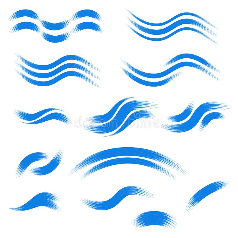 Set of Hand Drawn Wave Icons. Vector Illustration Stock Illustration ...