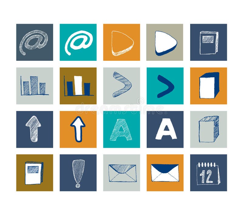 Set of Hand Drawn Web Icon. Stock Vector - Illustration of icon ...