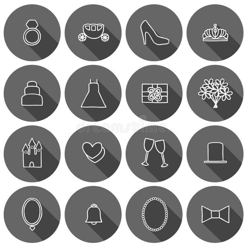 Set of Hand Drawn Wedding Icons Stock Vector - Illustration of ...
