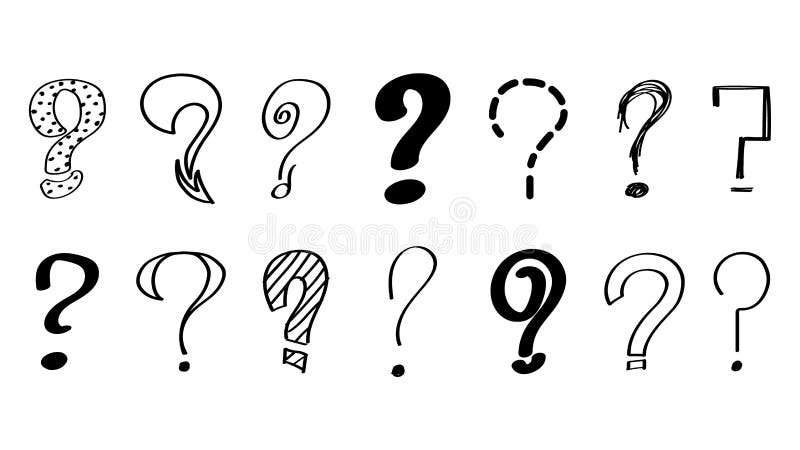 Set Hand Draws Collection Doodle Different Black Question Marks Vector ...