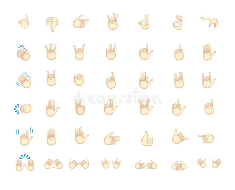 Set of Hand Emoticon Vector Isolated on White Background. Stock Vector ...