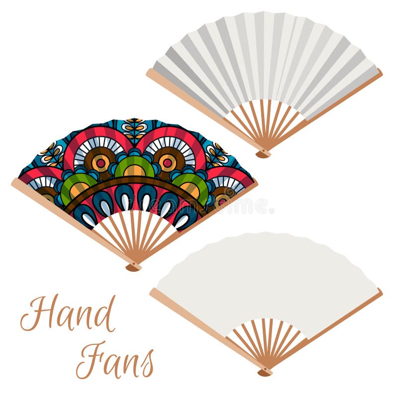 Set of hand fans stock vector. Illustration of japan - 152069928