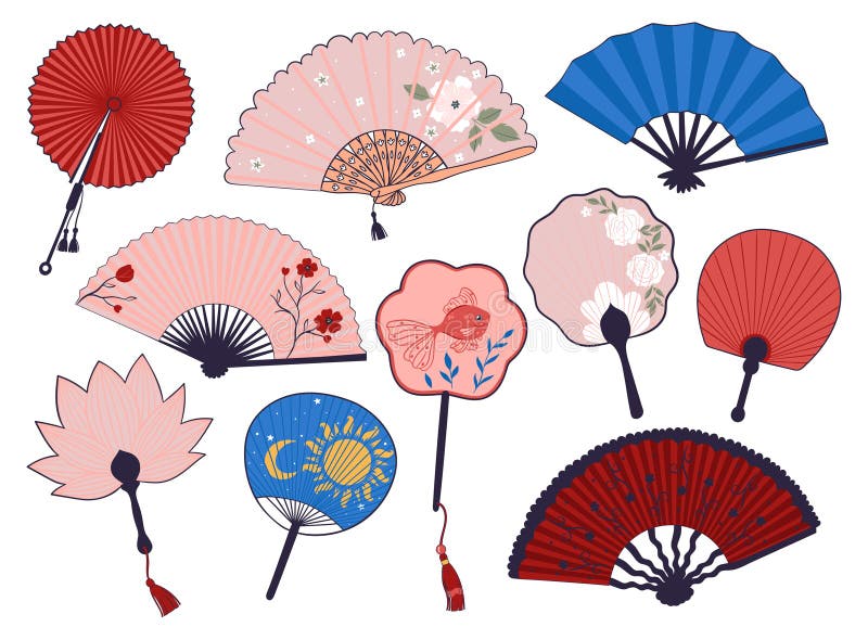Set Colorful Japanese Fans Stock Illustrations – 50 Set Colorful ...
