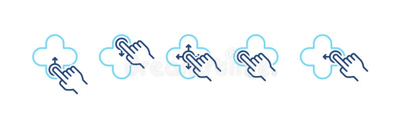 Set of Hand Gesture with Different Swipe Sides. Device Screen with Hand ...