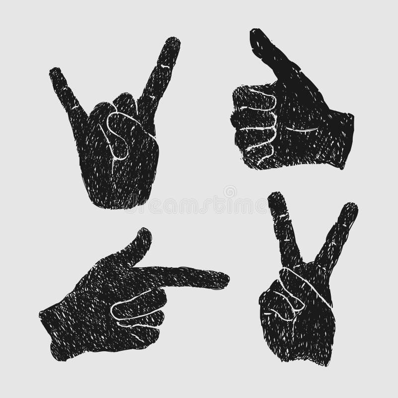 Set Hand Gesture Symbols stock vector. Illustration of emblem - 75645742