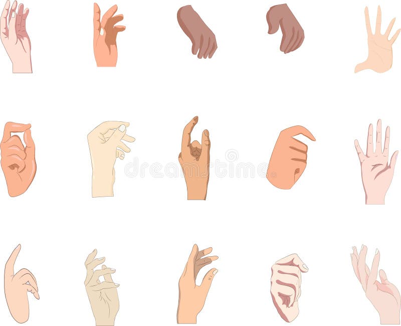 Set of Hand Gestures Hand Icon Different Shapes Collection Vector ...