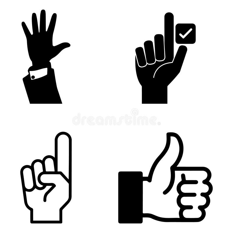 Set of Hand Gestures Representing Different Actions Stock Vector ...