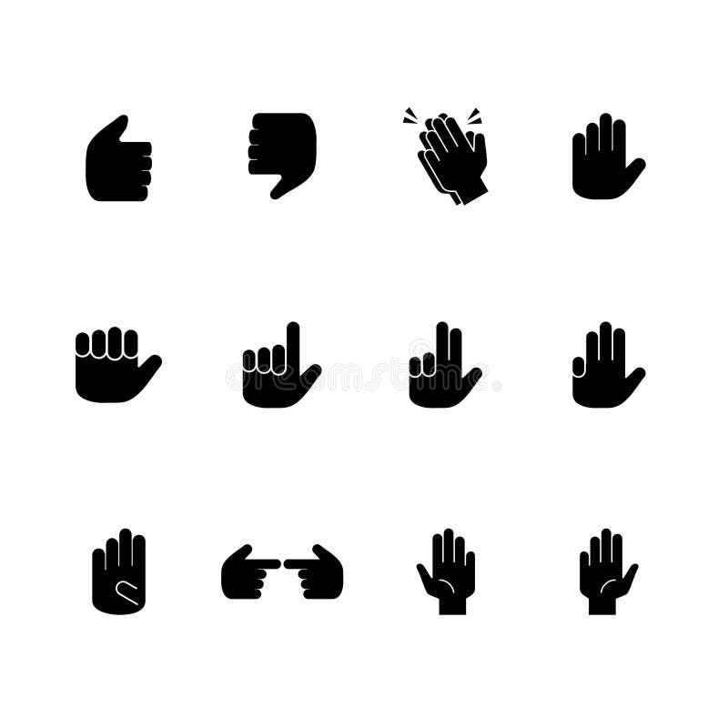 Set of Hand Gestures, Simple Hand Sign Stock Vector - Illustration of ...