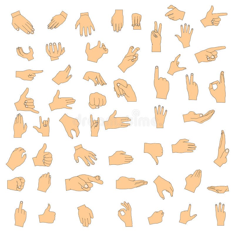 Set Hand gestures stock vector. Illustration of protection - 69660532