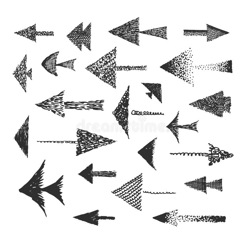 Set Hand Gezeichnete Pfeile Vektor Abbildung - Illustration von rand ...