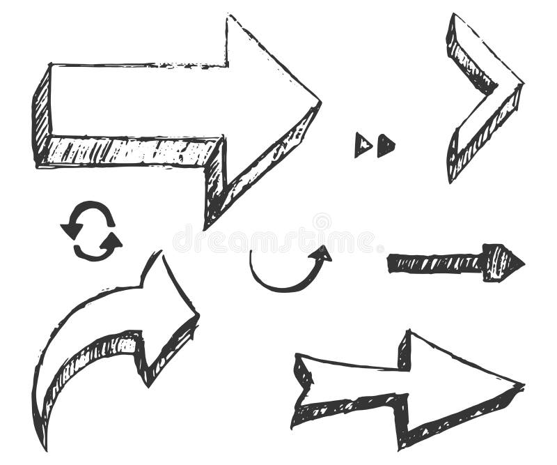 Hand Gezeichnete Pfeile Mit Pinsel Vektor Abbildung - Illustration von ...