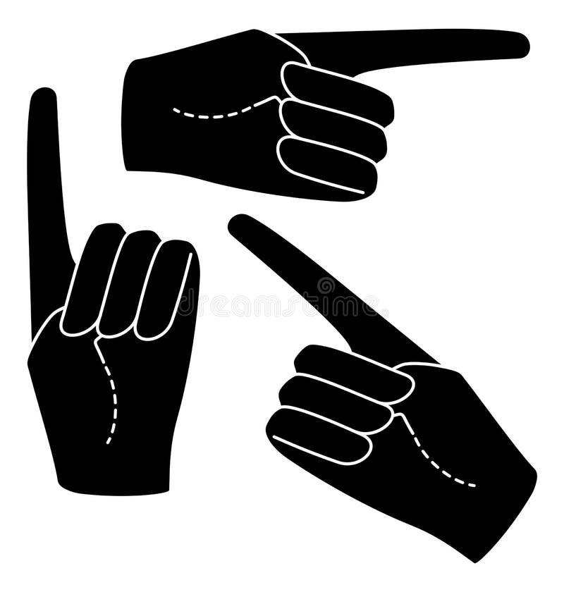 Set Hand in a Glove with a Raised Index Finger. Sign. Linear Silhouette ...