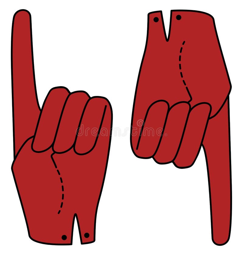 Set Hand in a Glove with a Raised Index Finger. Sign. Linear Silhouette ...