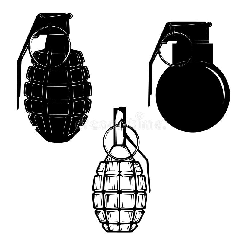 Grenades on White Background. Green Metal Hand Grenade with Round Pin ...