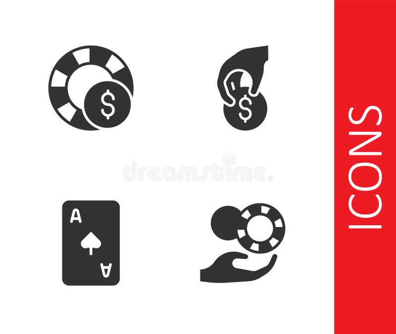 Set Hand Holding Casino Chips, Casino, Playing Card with Spades Symbol ...