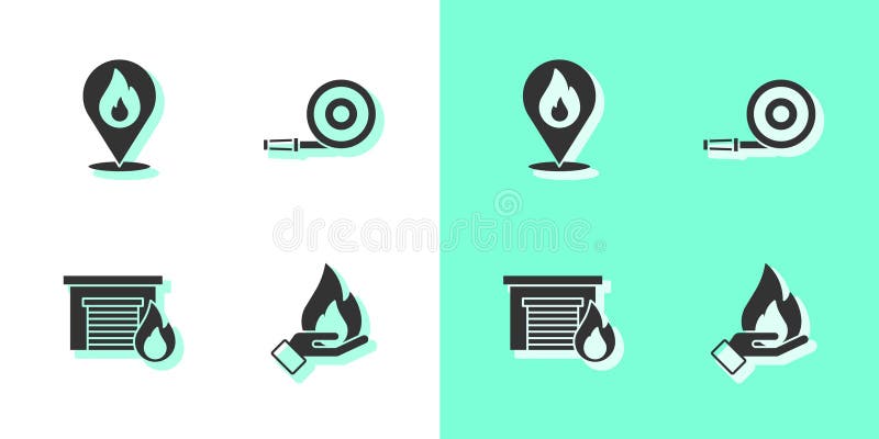 Set Hand Holding a Fire, Location with Flame, Fire Burning Garage and ...