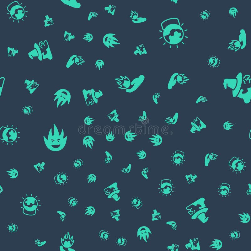 Set Hand Holding a Fire, Magic Ball, Fire Flame and Witch on Seamless ...