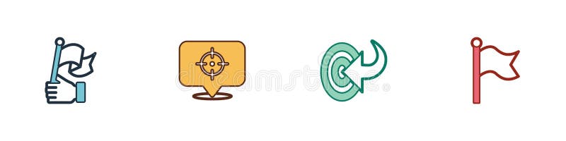 Set Hand Holding Flag, Target, and Flag Icon. Vector Stock Vector ...