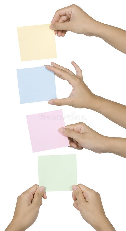 Set of Hand Holding Note stock image. Image of paper - 24470521