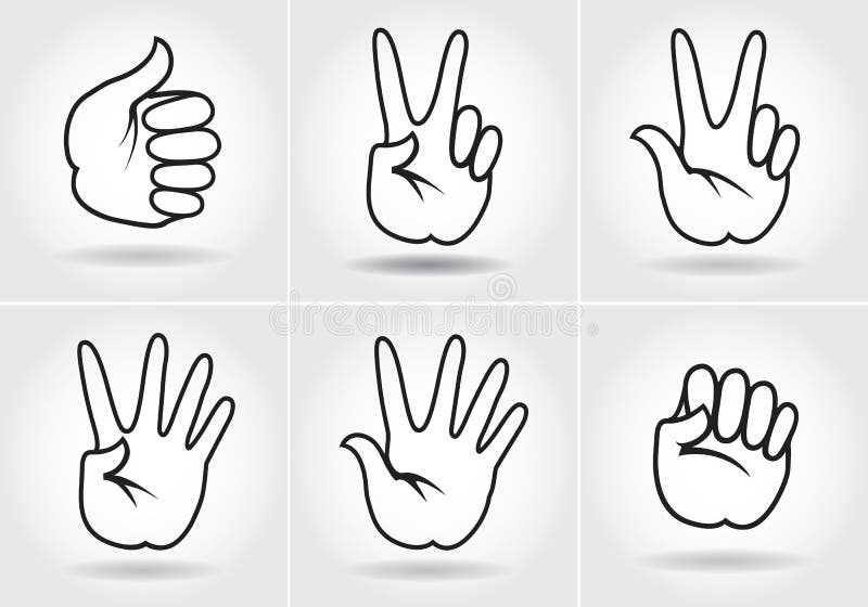 Set of Hand Icon with Shadow Stock Illustration - Illustration of ...