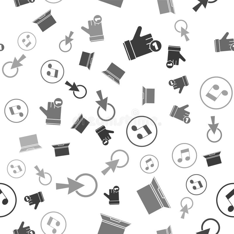 Set Hand Like, Laptop, Music Note, Tone and Arrow Cursor on Seamless ...