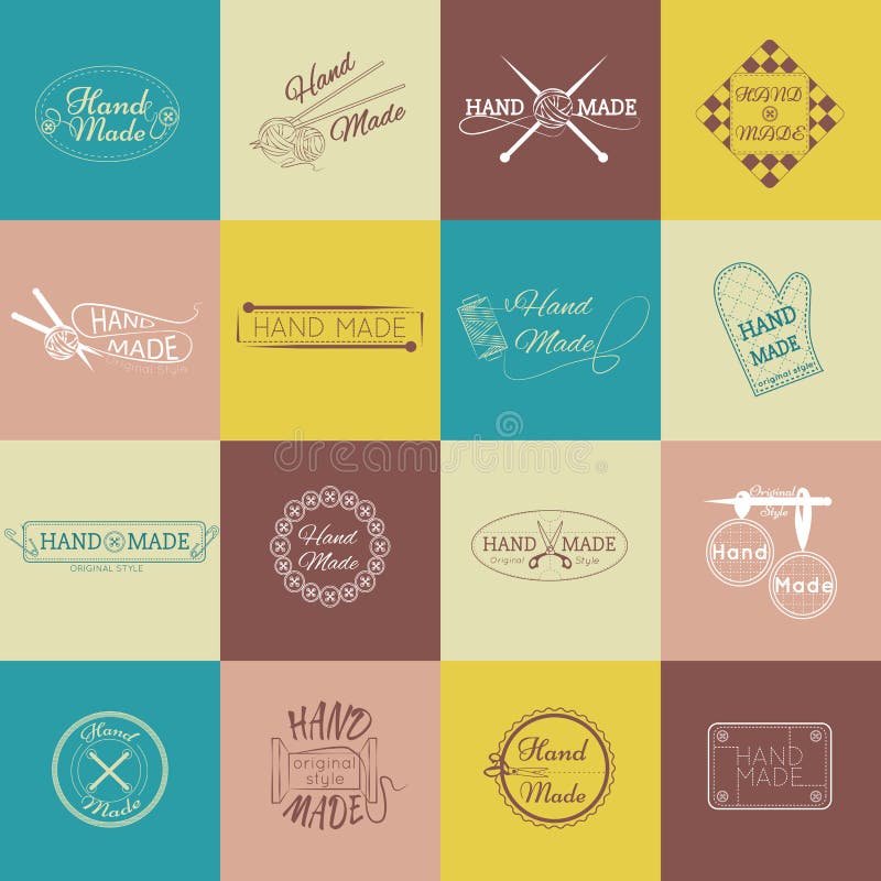 Set of Hand Made Labels, Badges and Logos for Stock Vector ...